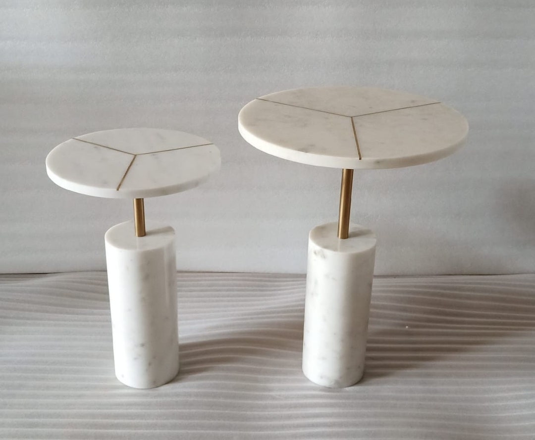 Marble Side Table/ Marble and Brass End Table/ Marble Night Table ...