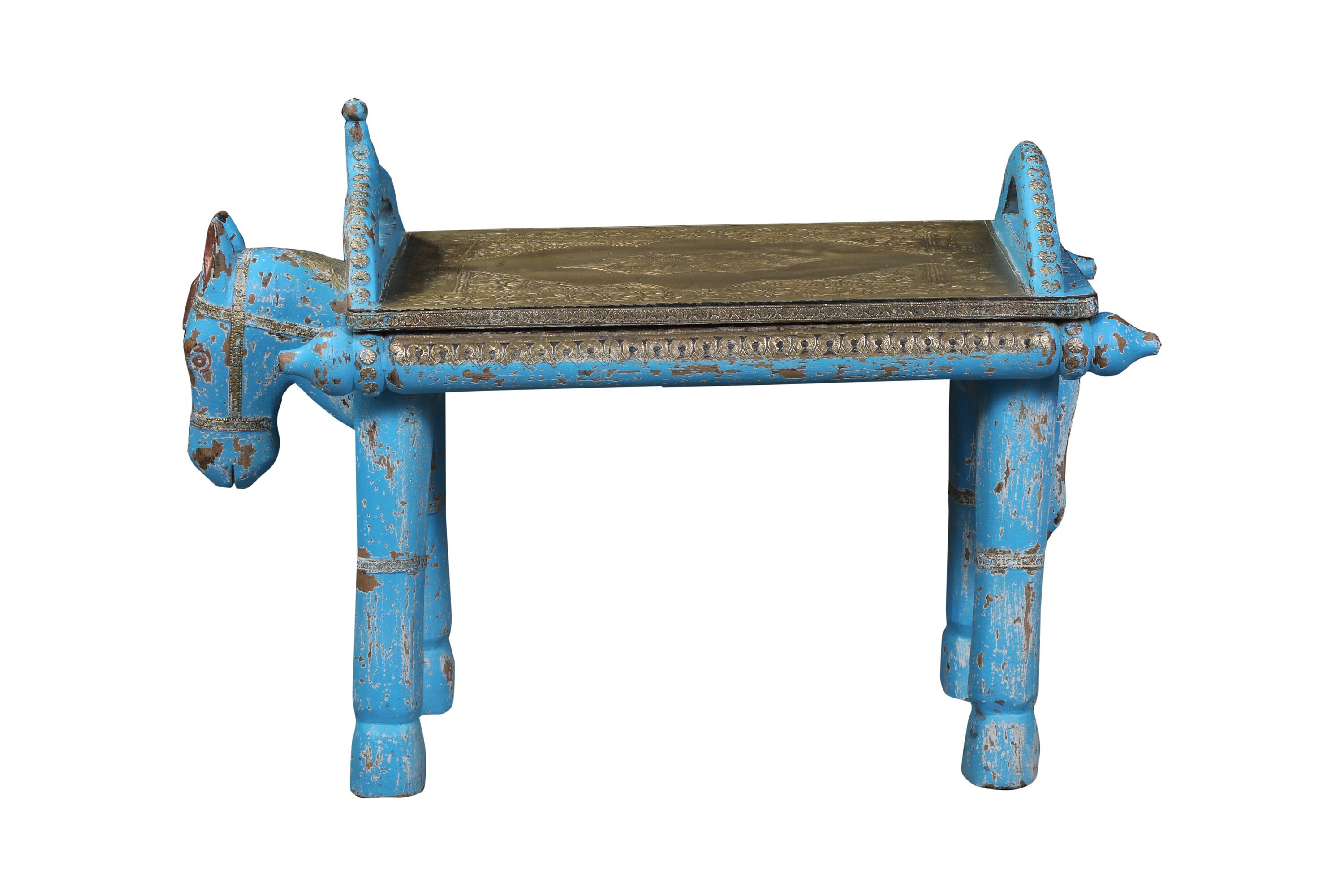 Wooden Horse Head Table/ Wooden Table With Brass Work/ Indian Furniture ...