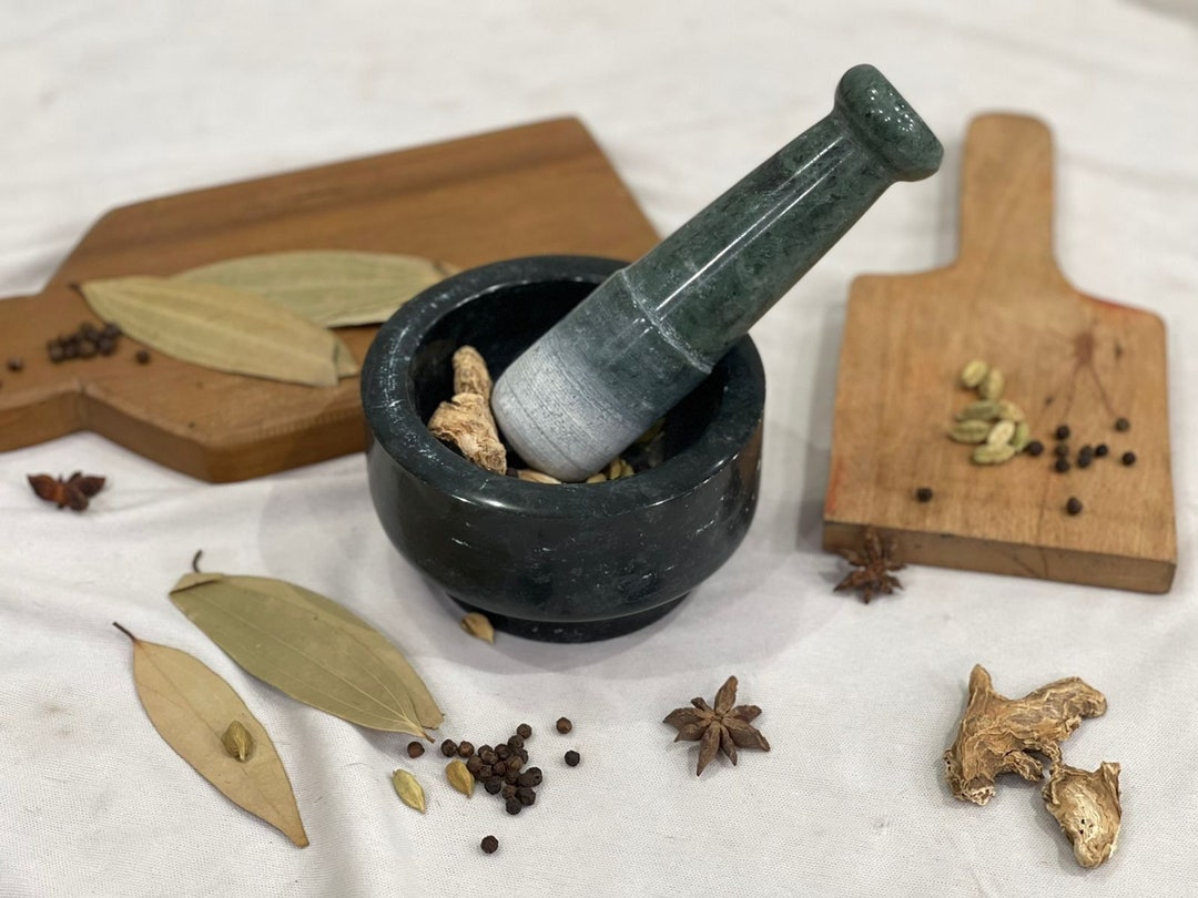 Marble Mortar and Pestle, Green and Black Marble Mortar Pestle, Hamam ...