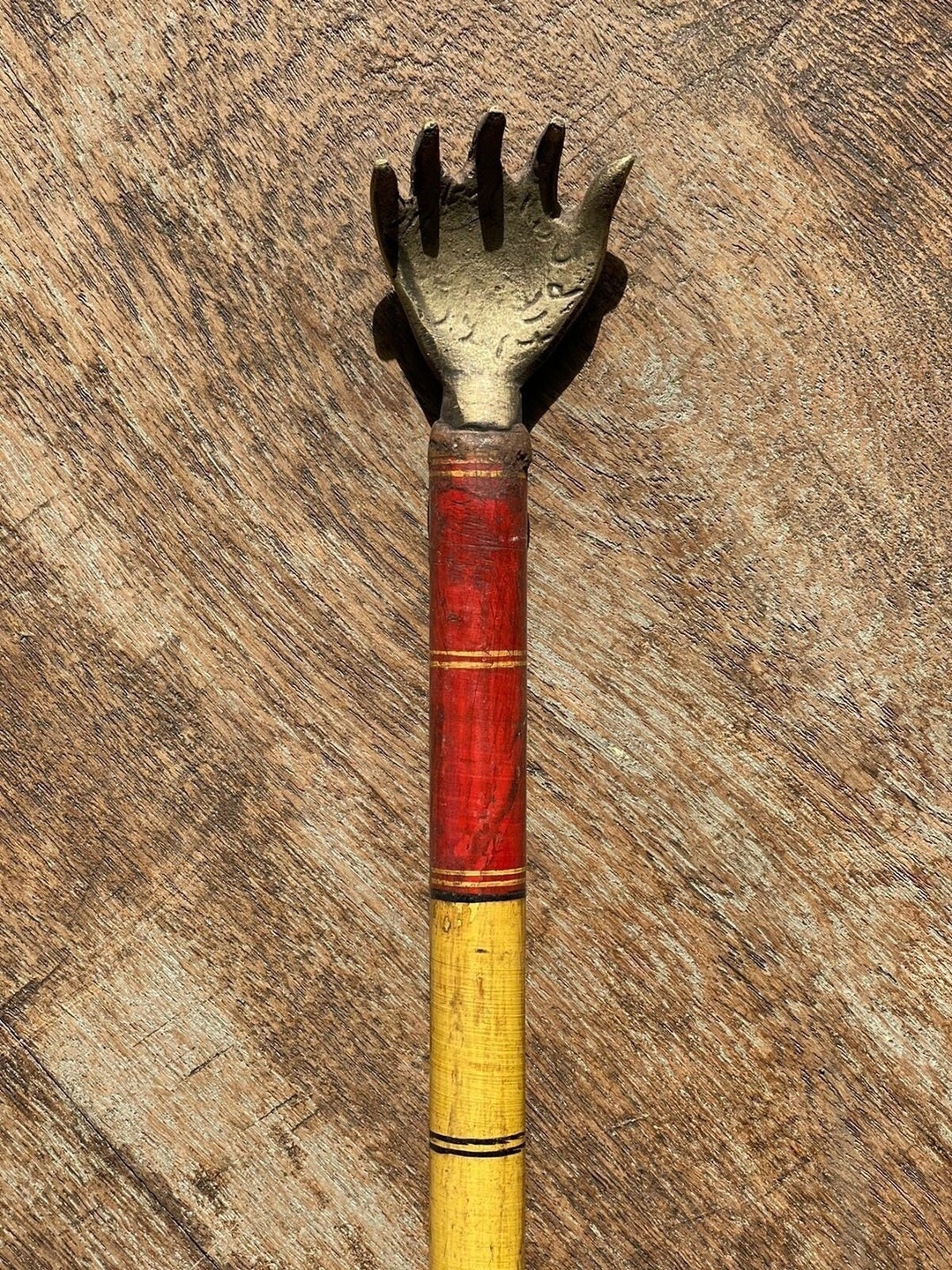 Wood & Brass Vintage Back Scratcher, Back Massager, Massage Tool ...