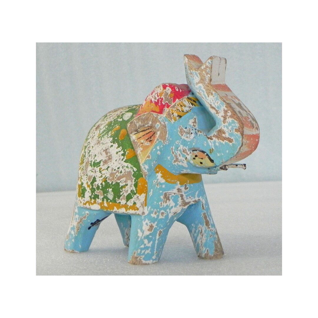 Wooden Carved Elephant/wooden Decorative Elephant/wooden Painted ...