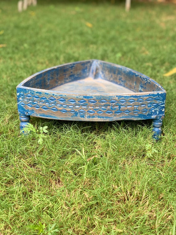 Wooden Indian Chakki Grinder Table Engraved Distressed Finish - Etsy
