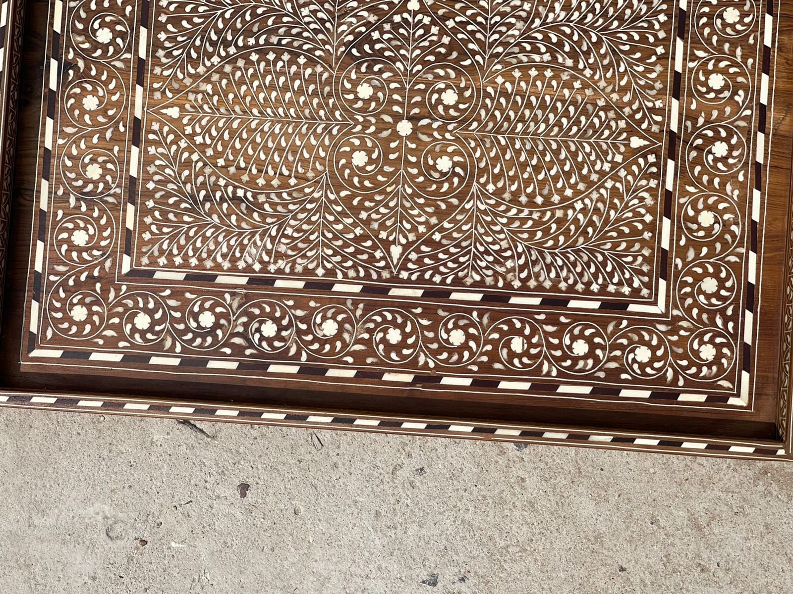 Wooden Very Artistic Tray With Bone and Rasin Inlay/decorative Bone ...