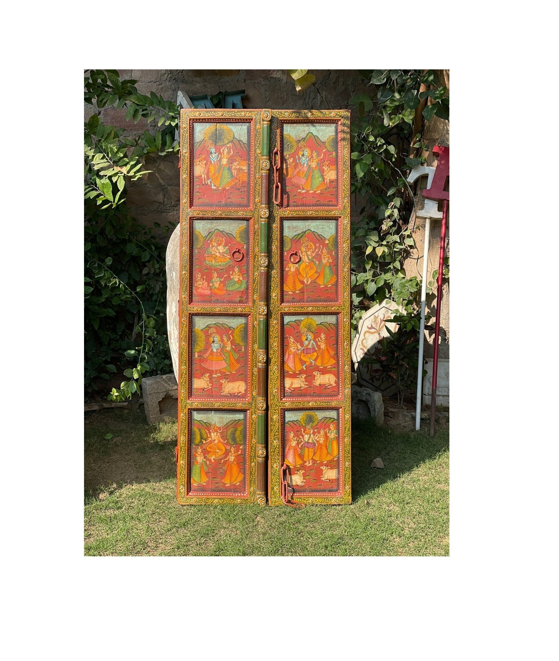 Vintage Indian Windows, Reclaimed Wood Hand Painted Windows, Multi ...