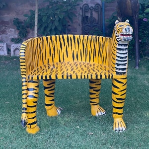 Indian Wooden Tiger Shaped Hand Made Maharaja Chair, Indian Wooden ...