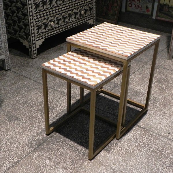 Bone Inlay End Table - Etsy