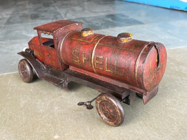 Rare Vintage Wind up Distler Shell JD1614 Litho Tin Truck Toy Germany ...
