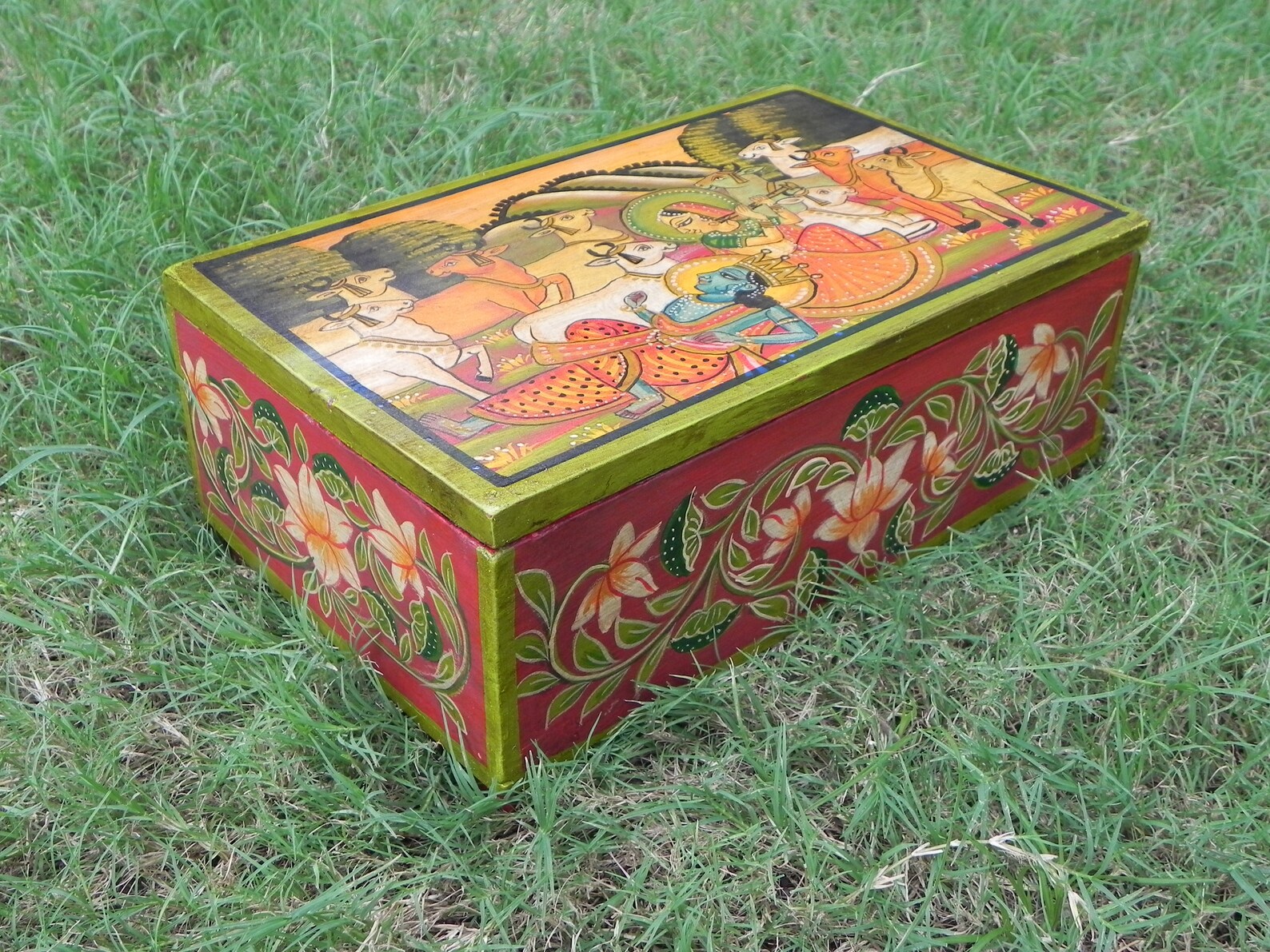 Vintage Indian Hand Painted Cash Box/ Indian Trunk Box - Etsy