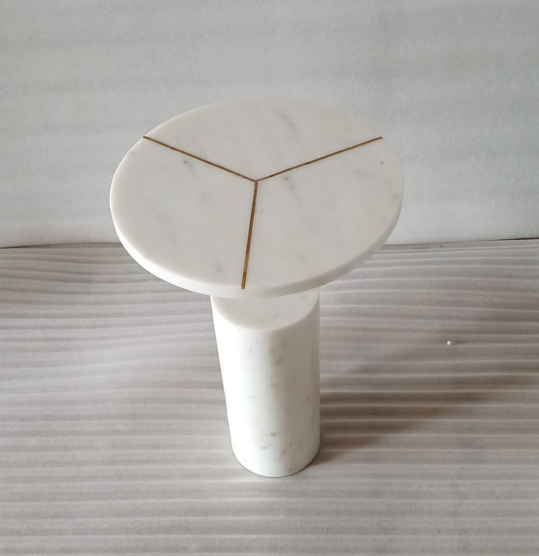 Marble Side Table/ Marble and Brass End Table/ Marble Night Table ...