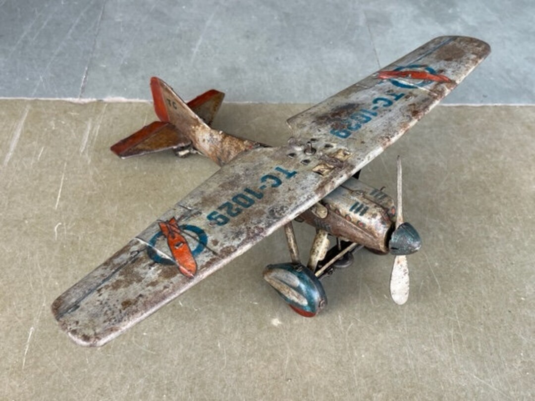 Rare Vintage Wind up Tippco Toy Bomber Airplane TC-1029 Litho in Toy ...