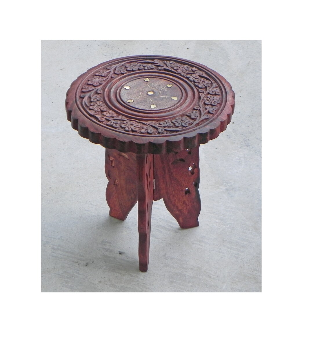 Wooden Carved Indian Stool, Hand Carved Indian сollapsible Mini Table ...