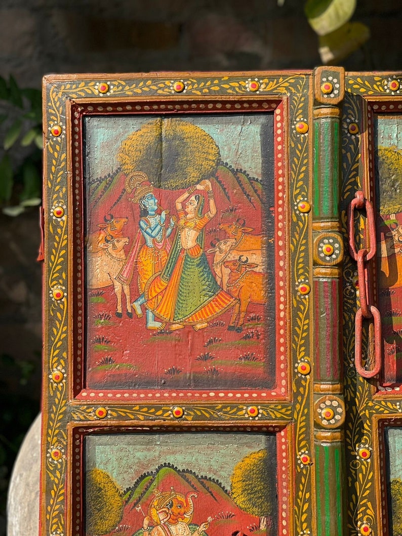 Vintage Indian Windows, Reclaimed Wood Hand Painted Windows, Multi ...