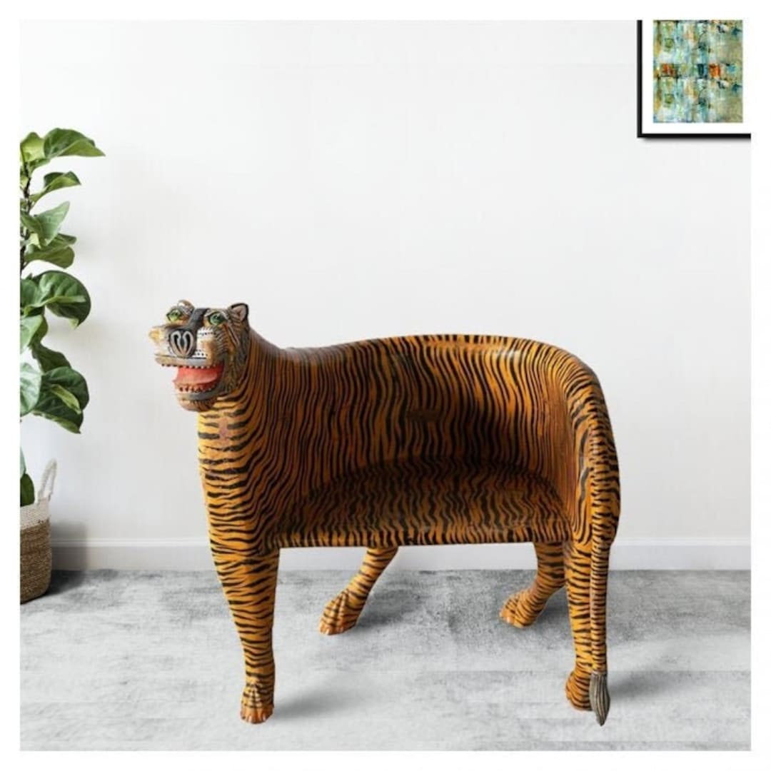 Wooden Tiger Shaped Hand Made Maharaja Chair, Indian Wooden Chair ...