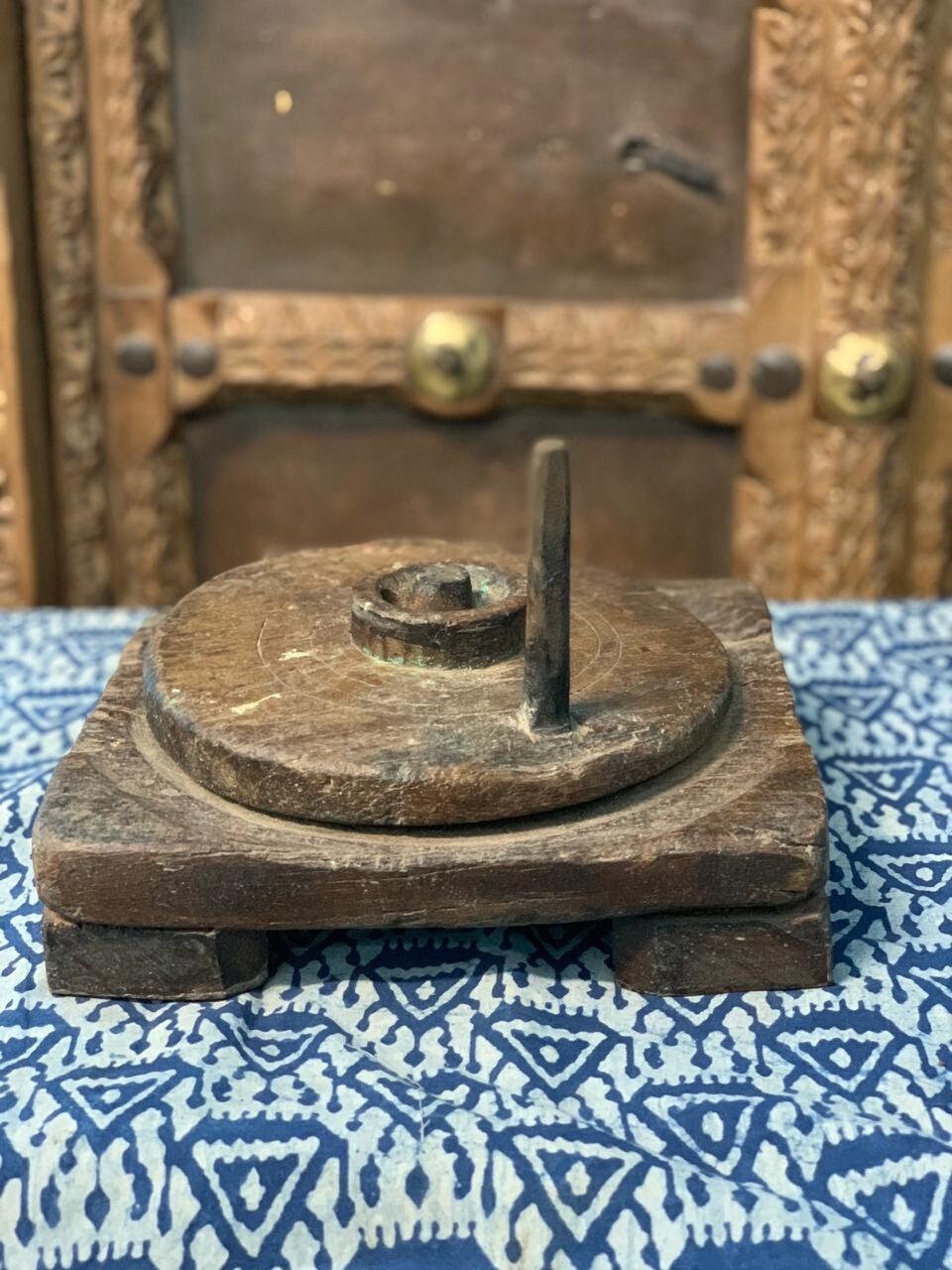 Wooden Vintage Grinder/ Wooden Teak Wood Grinder/ Indian Vintage Chakki ...