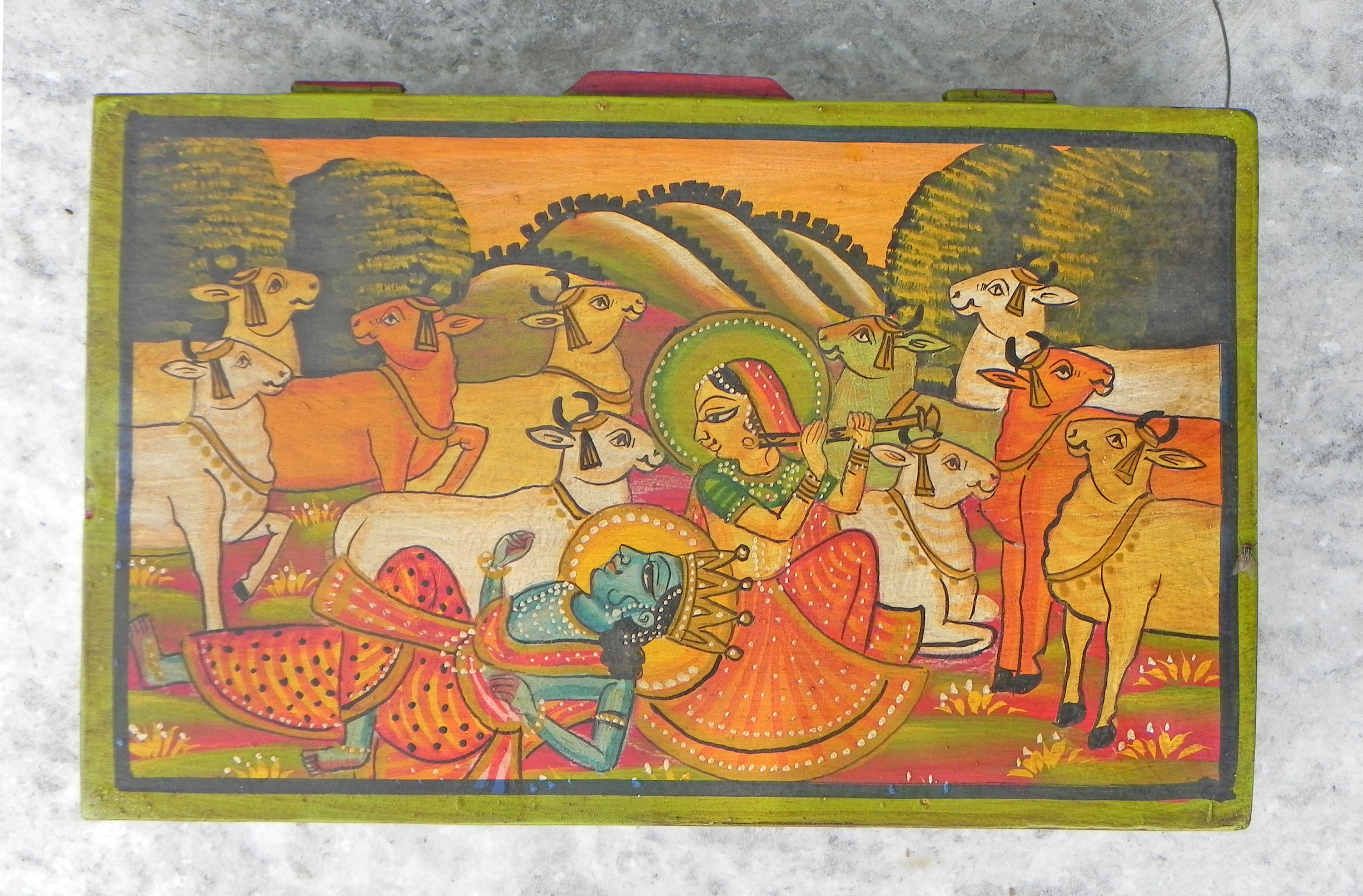 Vintage Indian Hand Painted Cash Box/ Indian Trunk Box, Jewelry Box ...