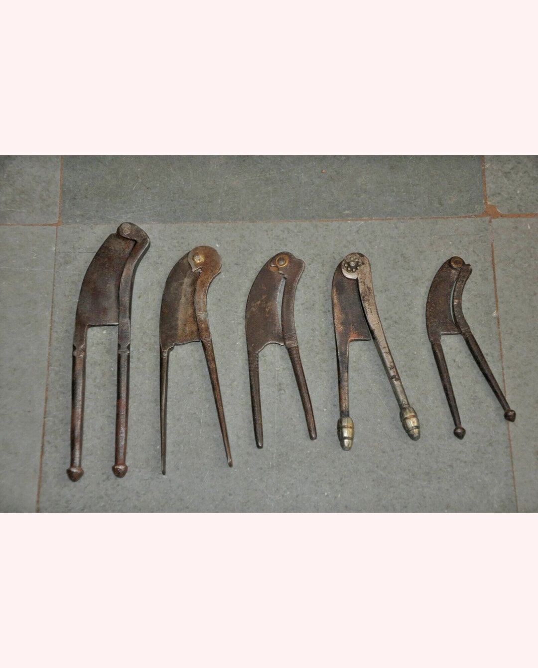 5 Pc Vintage Iron Handcrafted Different Shape & Size Fine Betel Nut ...