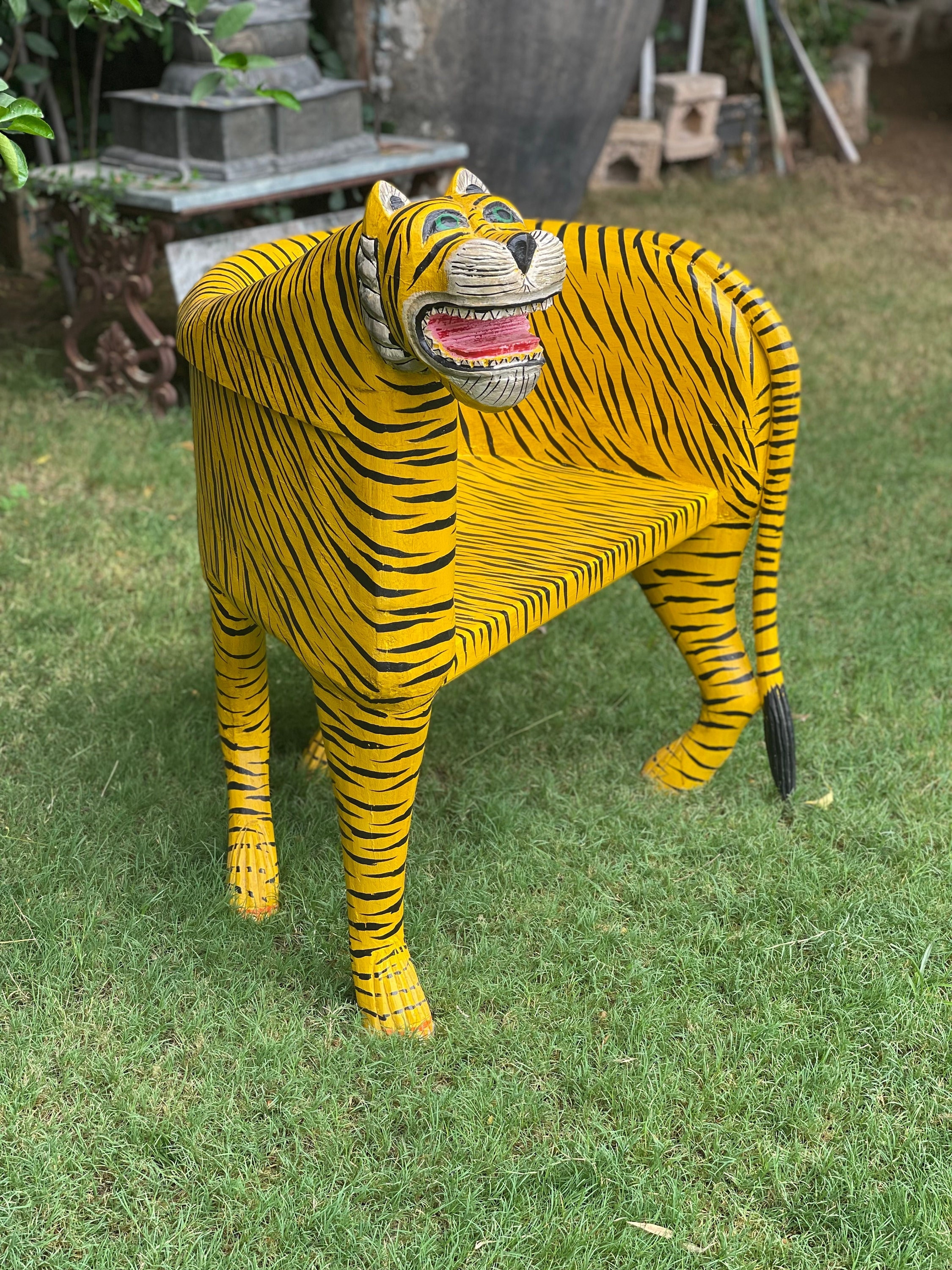 Wooden Tiger Shaped Hand Made Maharaja Chair, Indian Wooden Chair ...