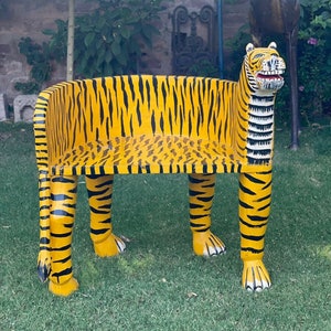 Indian Wooden Tiger Shaped Hand Made Maharaja Chair, Indian Wooden ...