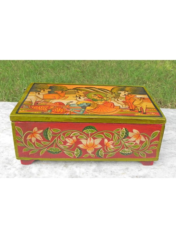 Vintage Indian Hand Painted Cash Box/ Indian Trunk Box - Etsy