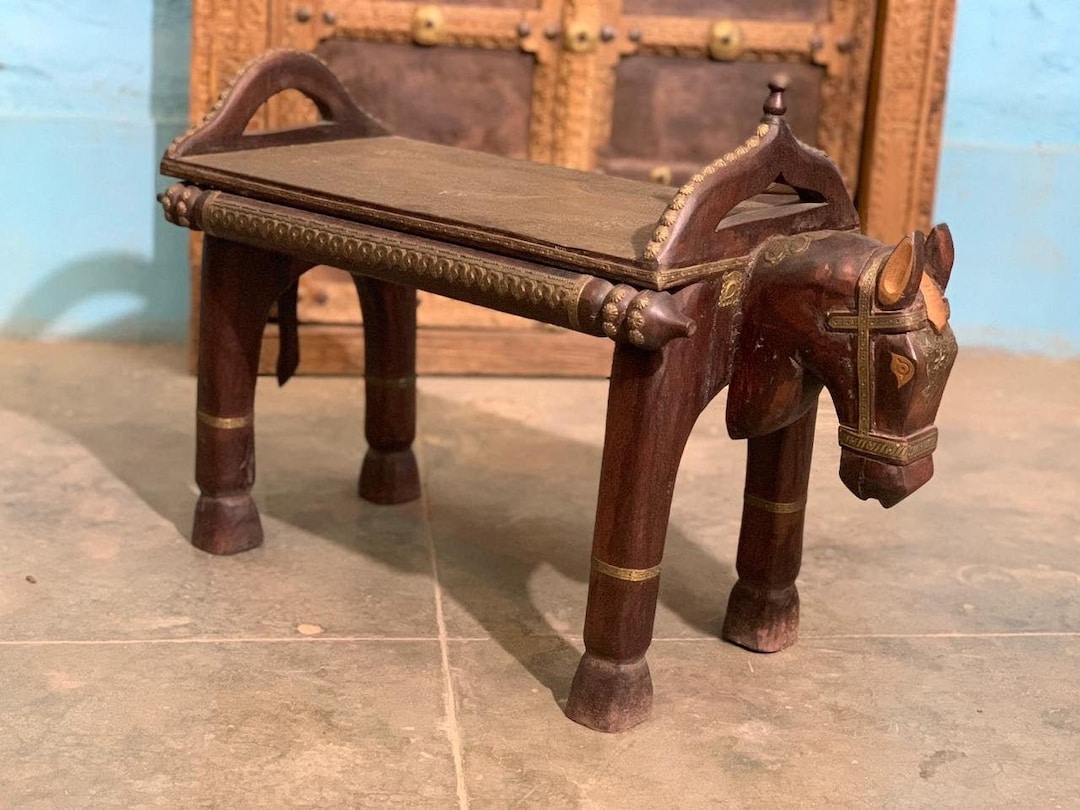 Wooden Horse Head Table/ Wooden Table With Brass Work/ Indian Furniture ...
