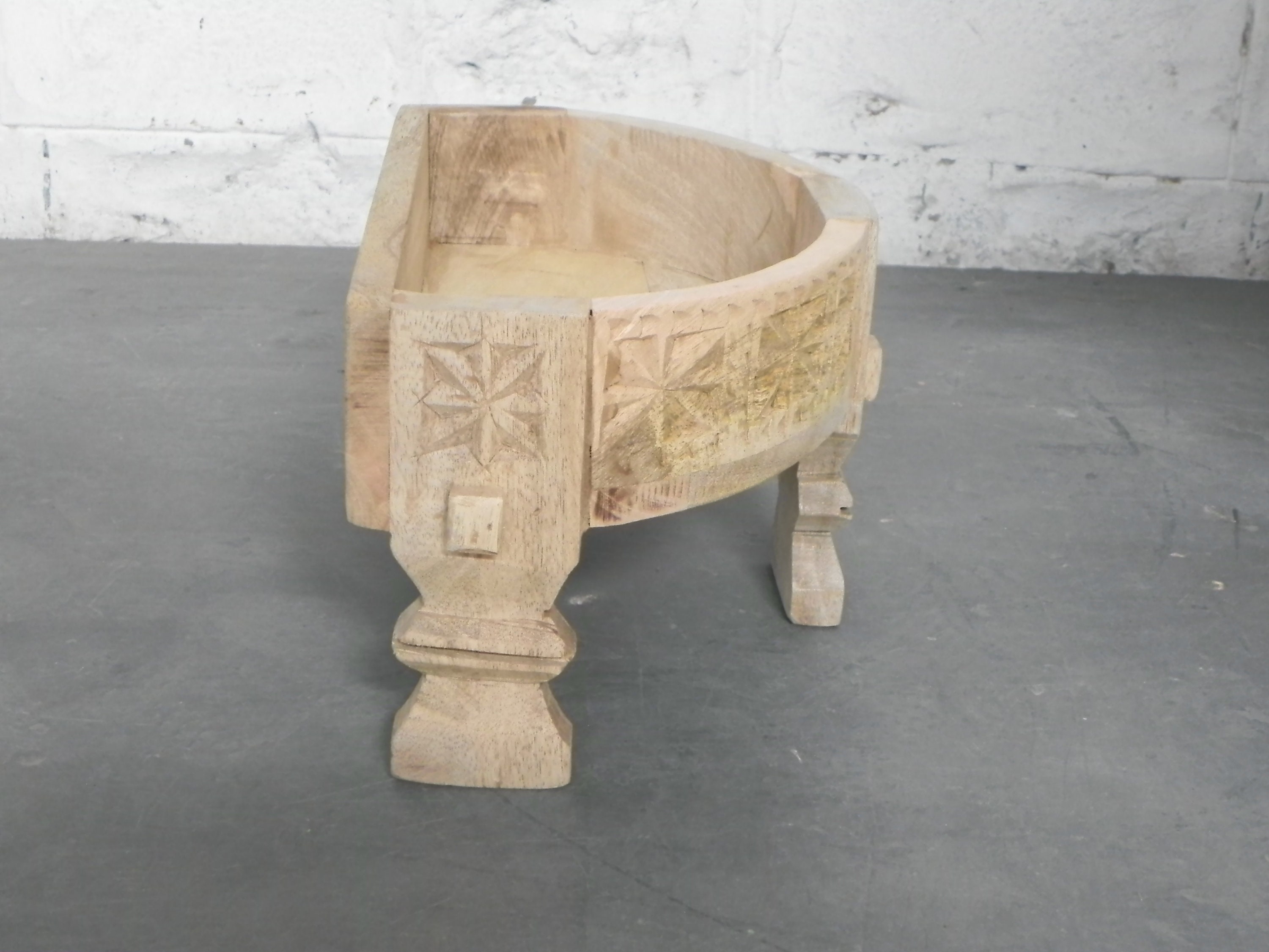 Wooden Indian Chakki Grinder Table, Engraved Distressed Finish Chakki ...