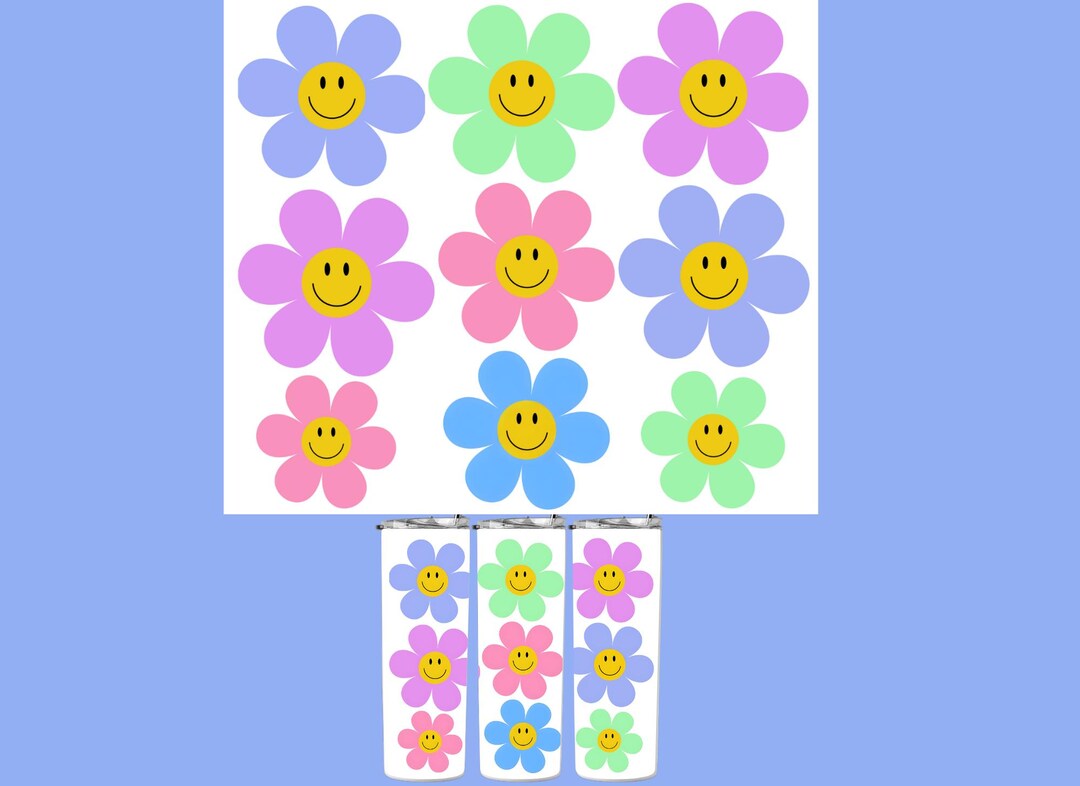 Smiley Happy Face Petal Flowers PNG Instant Digital Download 20oz ...