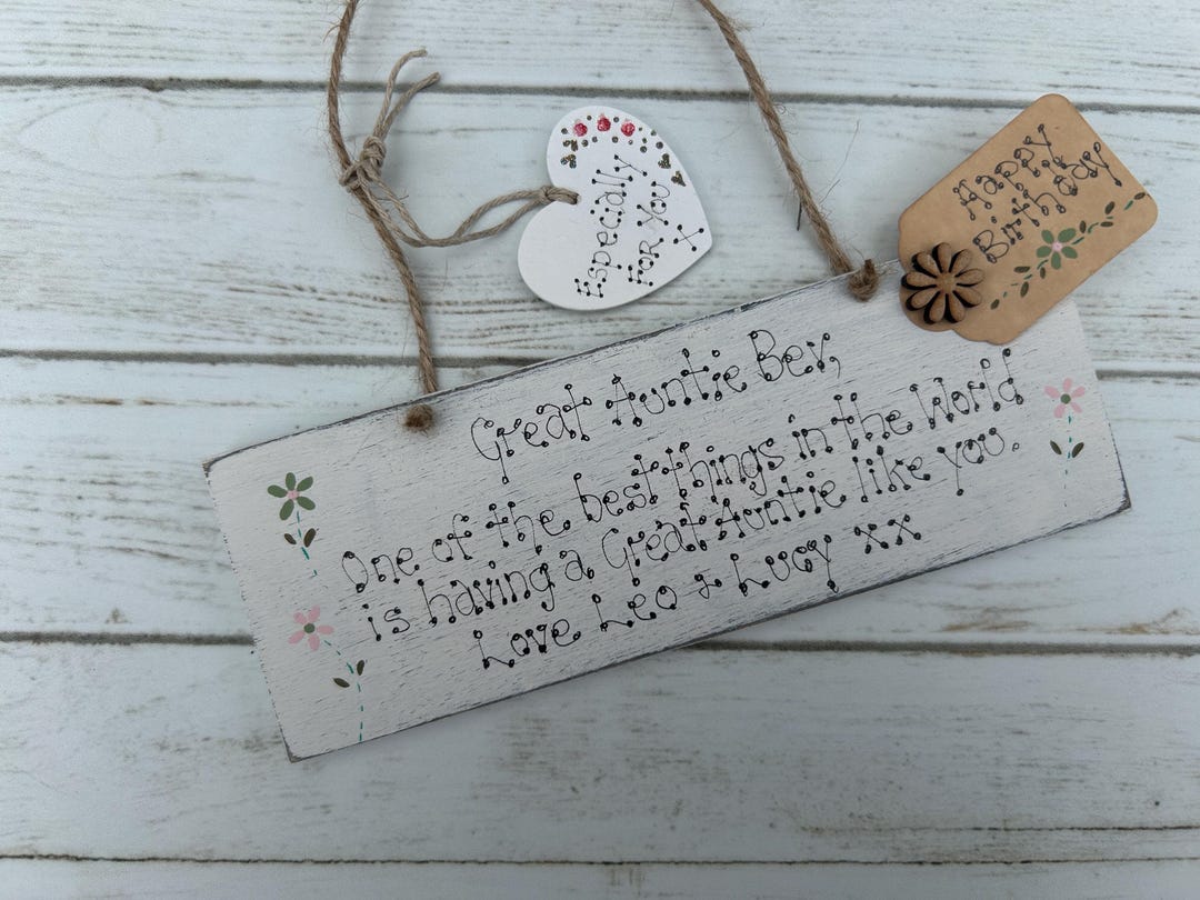 Personalized Auntie Birthday Wooden Sign: Handmade Shabby Chic Gift - Etsy
