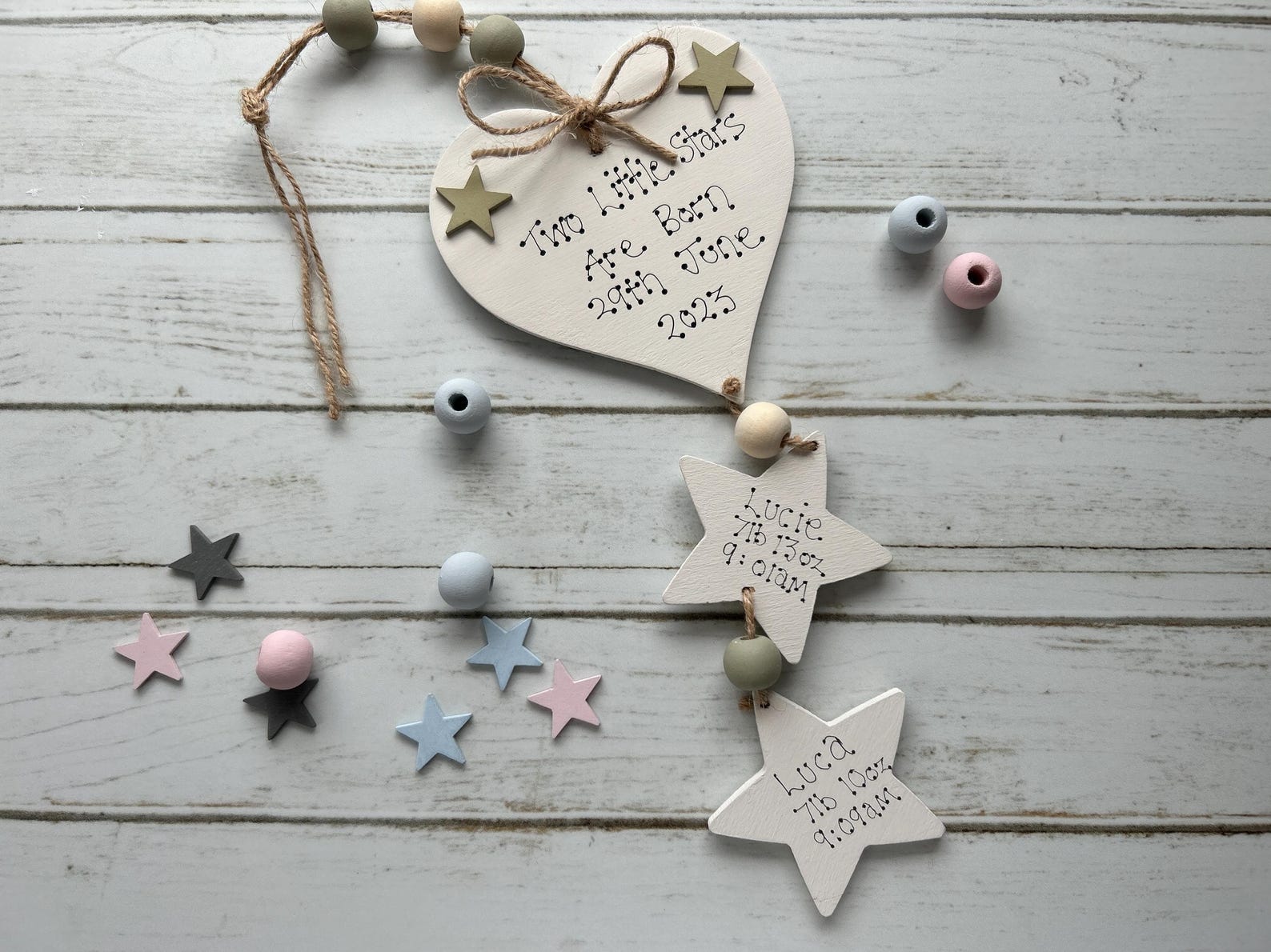 Handmade Personalised New Baby,newborn, Baby Girl, Baby Boy, Twins ...