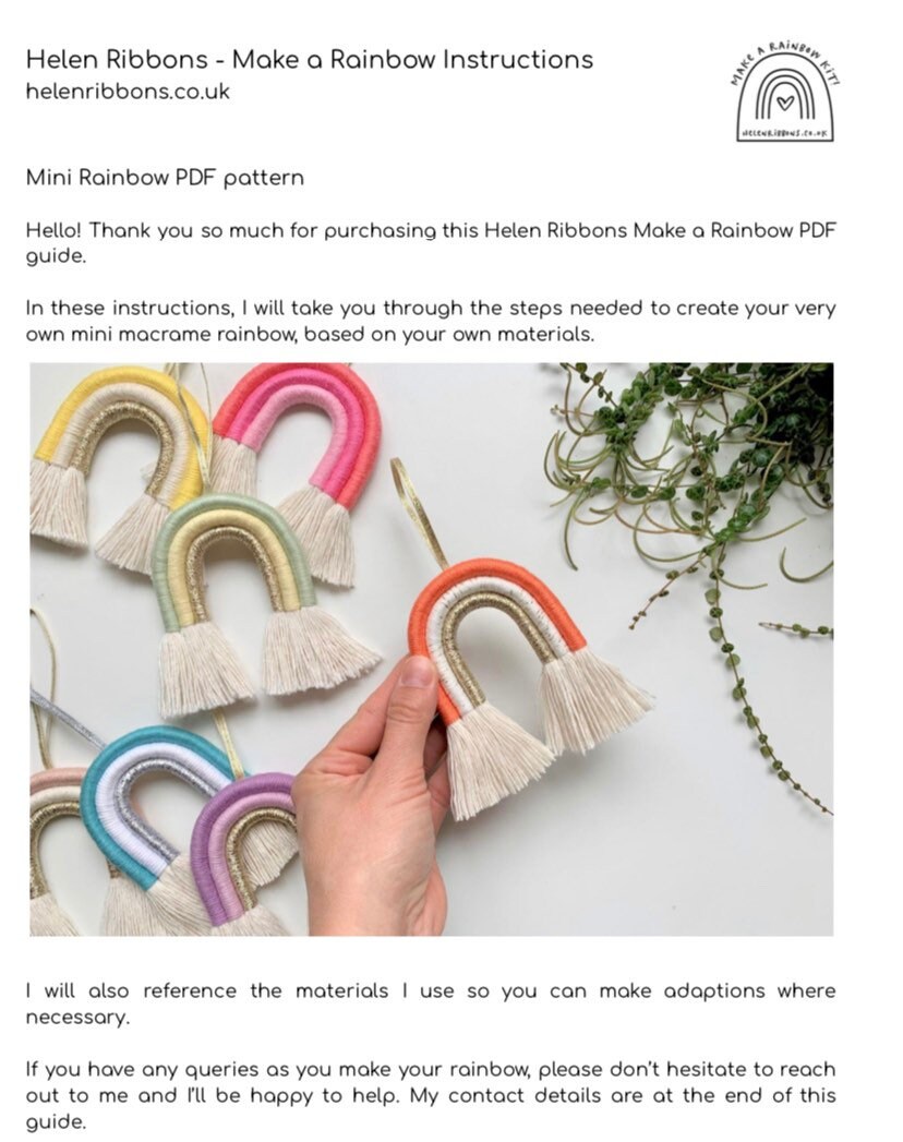 Macrame Pattern PDF Instant Download Make a Rainbow - Etsy UK