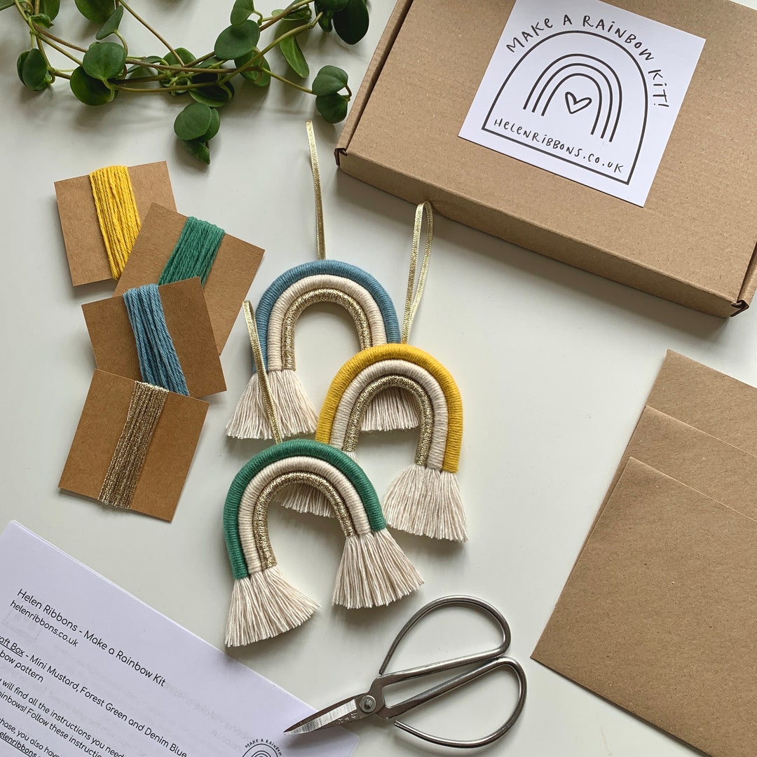 Craft Box 3-in-1 Box, Make a Rainbow Kit, Macrame Kit, Mustard, Forest ...