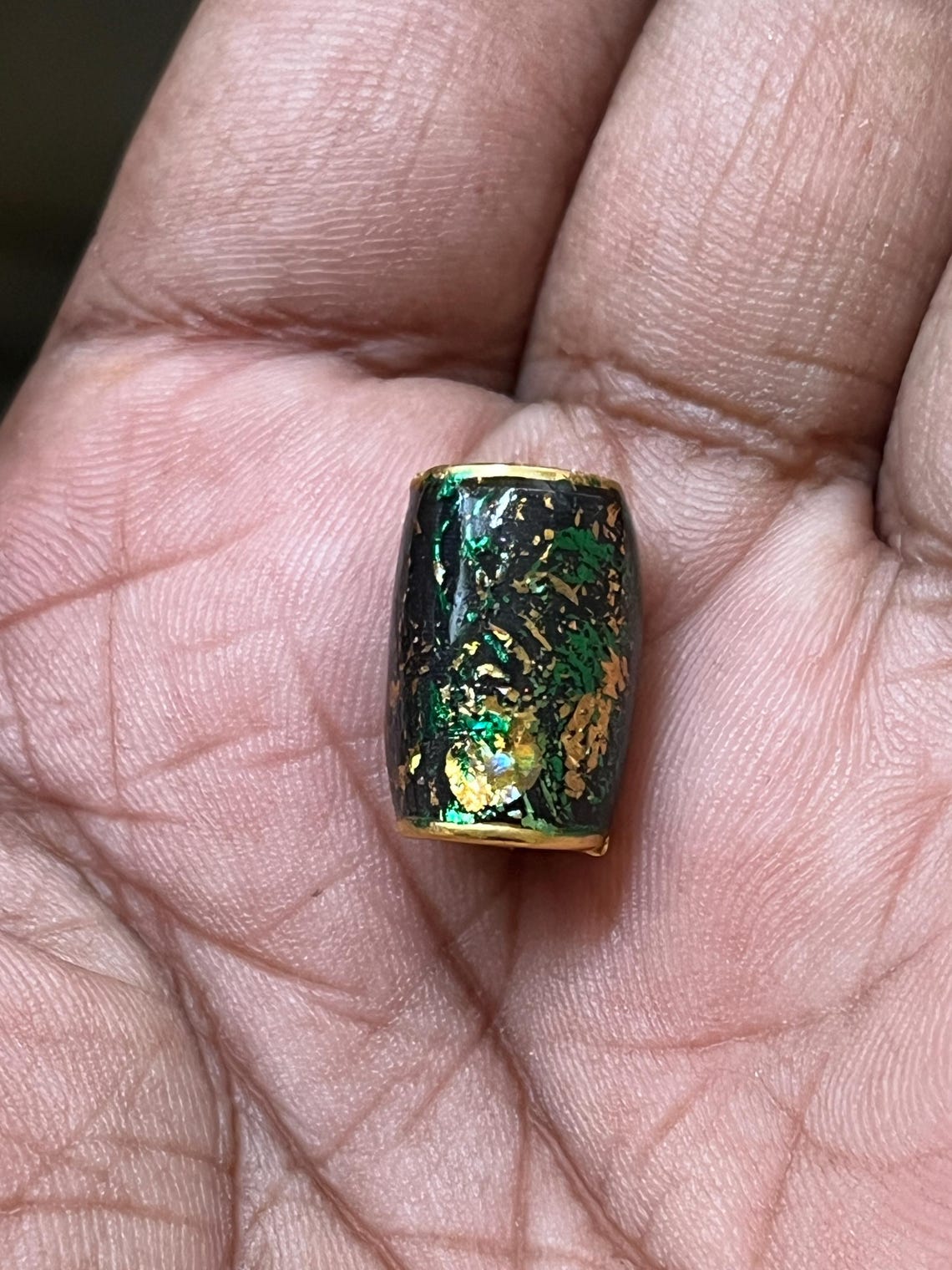 Dichroic Dreadlock Beads: Emerald Green & Gold Loc Jewelry - Etsy