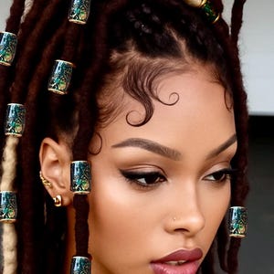 Dichroic Dreadlock Beads: Emerald Green & Gold Loc Jewelry - Etsy