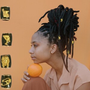 Egyptian Loc Bead Set: Black & Gold Dreadlock Jewelry - Etsy