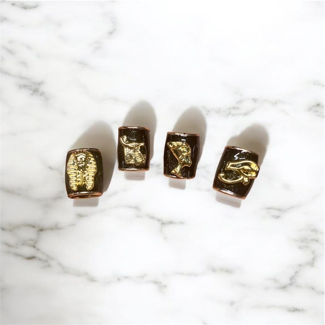 Egyptian Loc Bead Set: Black & Gold Dreadlock Jewelry - Etsy