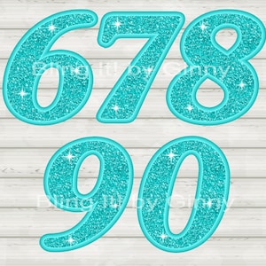 Turquoise Glitter Number Clipart With Sparkle Effect - Etsy Canada