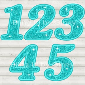 Turquoise Glitter Number Clipart With Sparkle Effect - Etsy Canada
