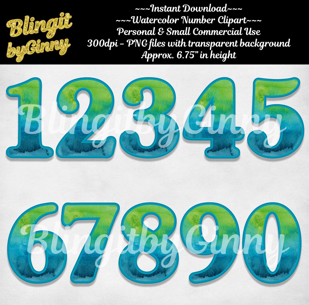 Number Clipart, Number Graphics, Png Sublimation, Party Printables ...