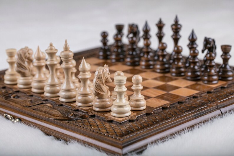 High Quality Chess Set Personalized Wooden Backgammon and - Etsy