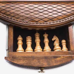 Gorgeous Big Circular Chess Set 23.6 Inch. Walnut Wooden Chess Large ...