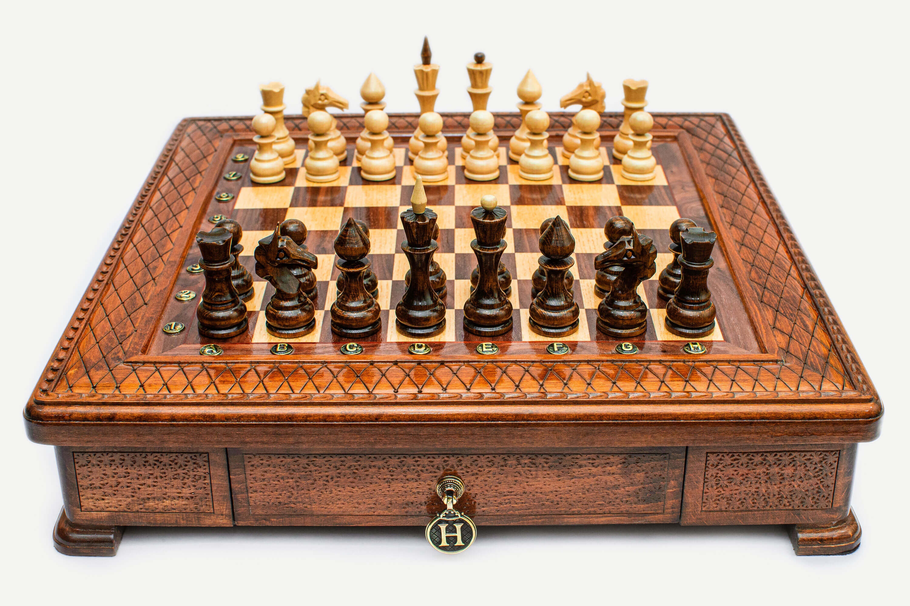 Gorgeous Big Chess Set 19.7 Inch. Walnut Wooden Chess Large High Detail ...
