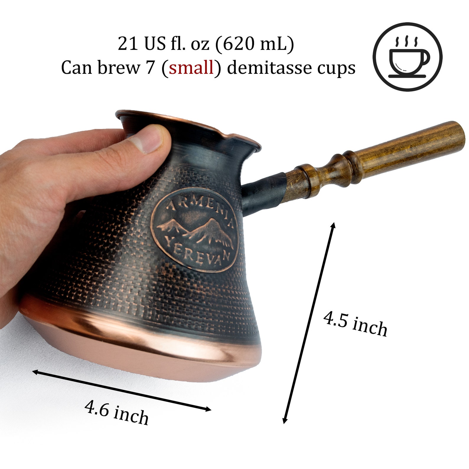 Handmade Armenian Coffee Pot Copper Jazva Makers Ararat Wooden Handle ...