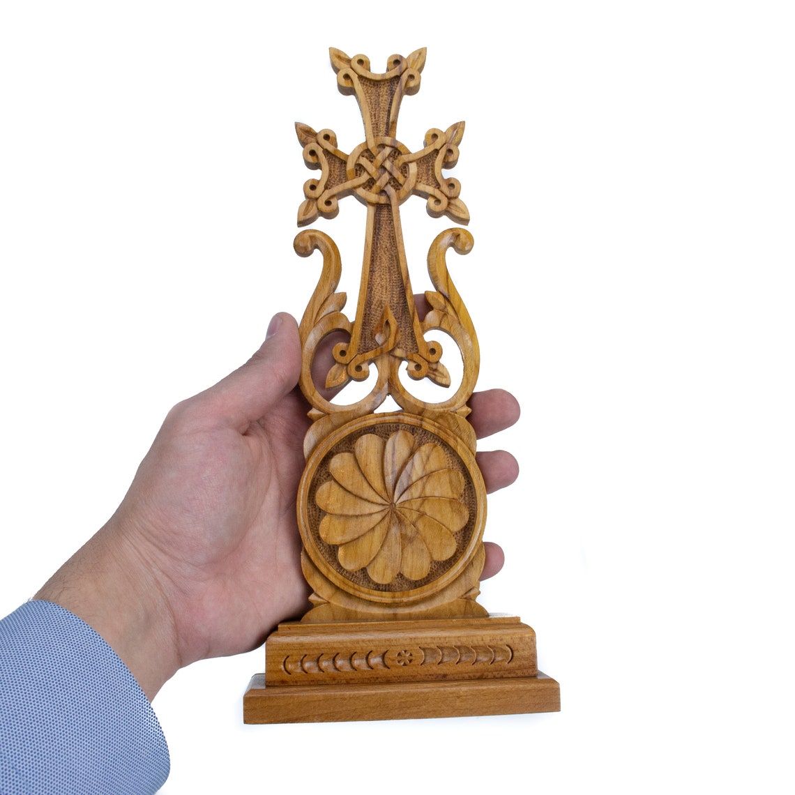 Wooden khachkar Cross for Desk Best Armenian Gift | Etsy