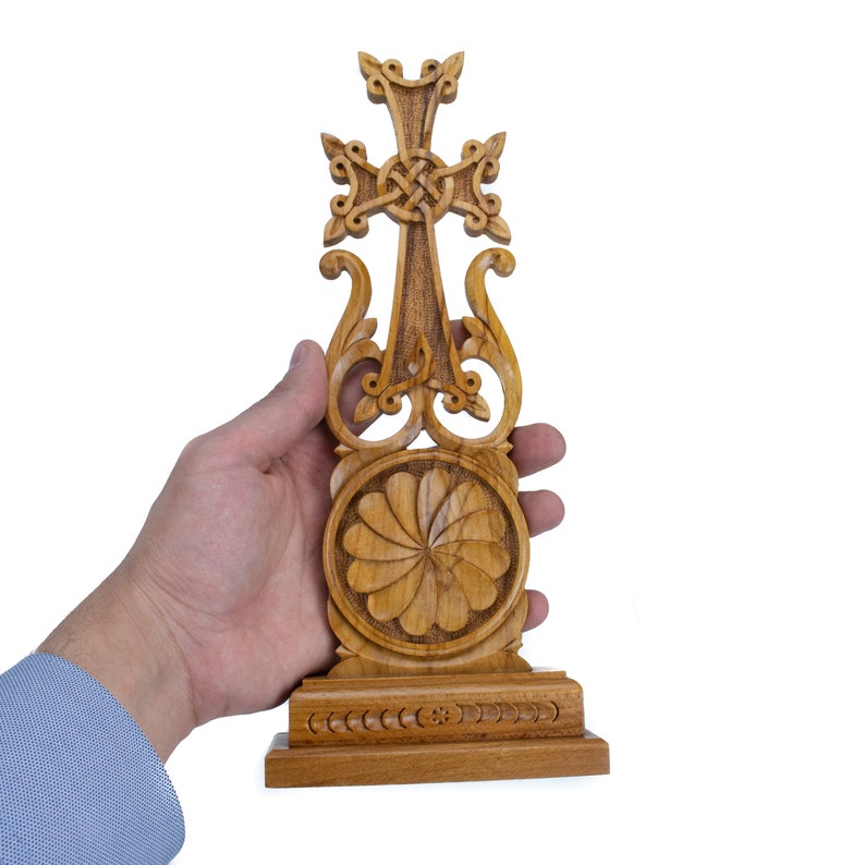 Wooden khachkar Cross for Desk Best Armenian Gift - Etsy