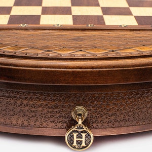 Gorgeous Big Circular Chess Set 23.6 Inch. Walnut Wooden Chess Large ...