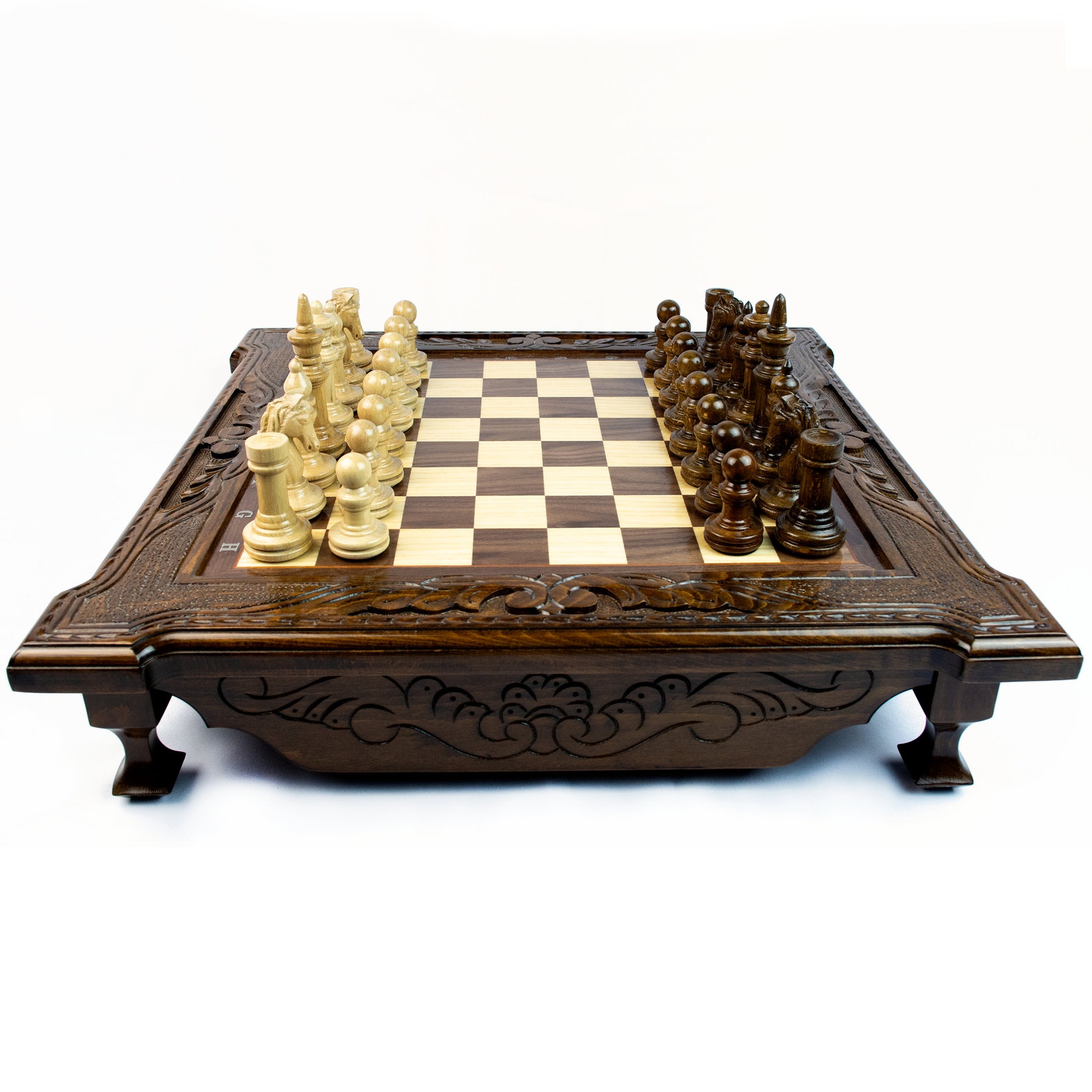 Big Chess Set With Storage Large and Premium Carved Chess Exclusive ...