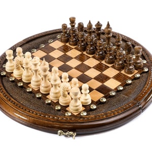 Personalized Luxury Round Carved Chess Set - High Quality Chess Pieces ...