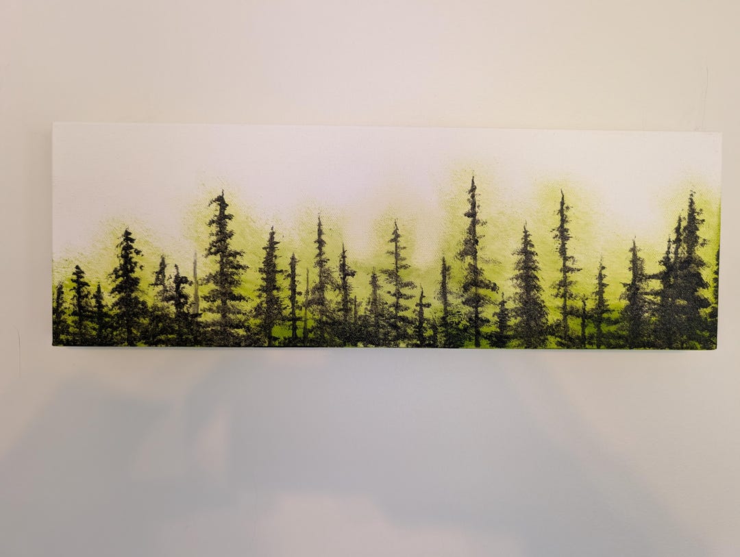 Evergreen Tree Line Art Print: Green Mist - Etsy