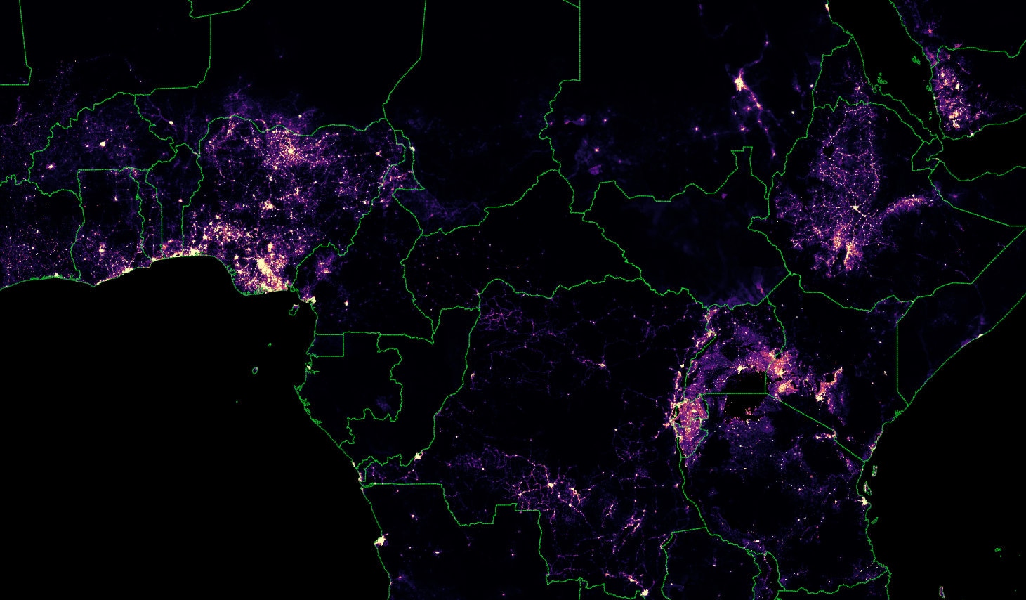 Population Density Heatmap Of The World High Resolution Digital Print