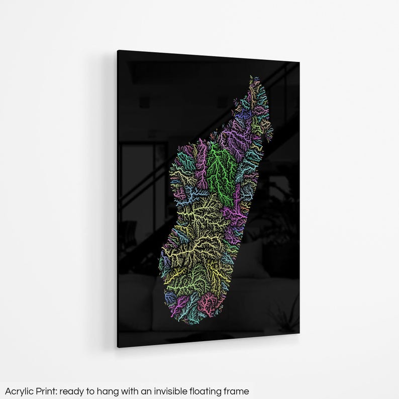 Madagascar - River Basin Map, Pastel Colours - Wall Art - Etsy