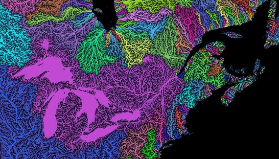 map print high resolution digital print gift wall decor River basins of ...